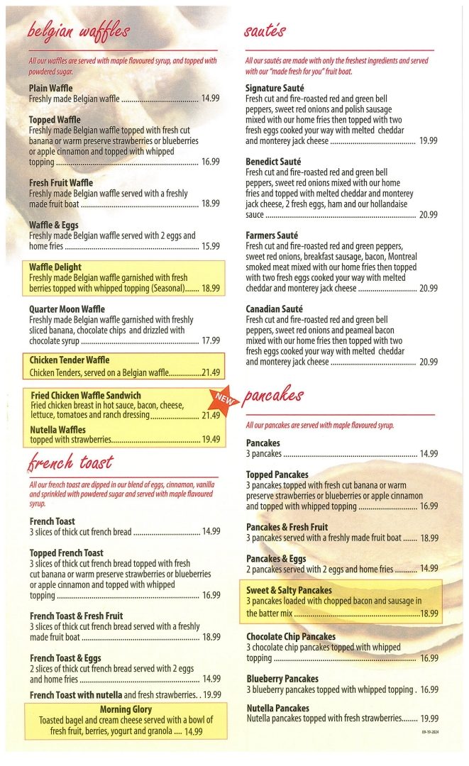 Breakfast Menu – Stella's Diner